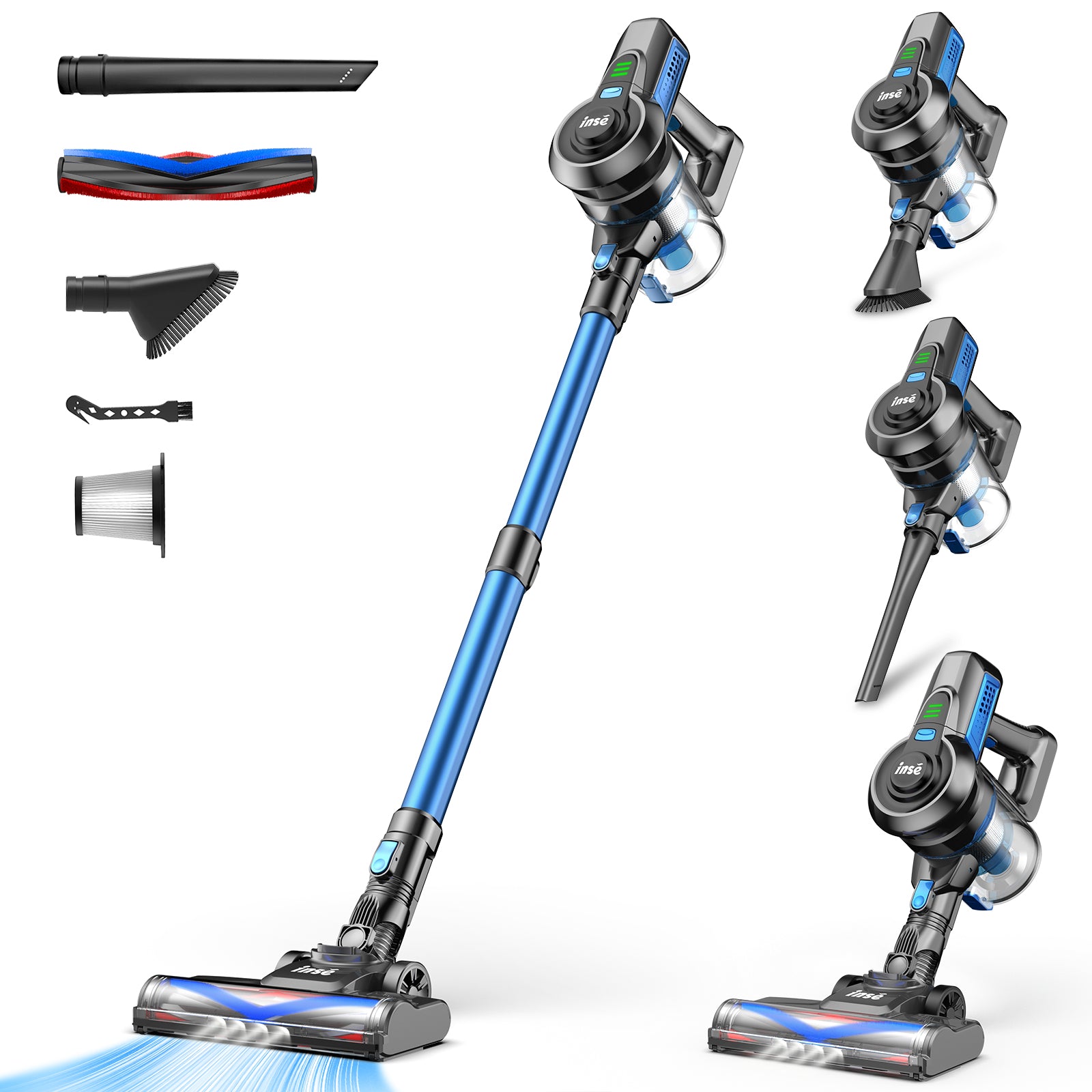 INSE Cordless Vacuum Cleaner,6 in 1 Powerful Stick Handheld Vacuum,35K ...